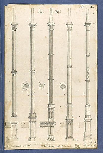 Bed Pillars in Chippendale Drawings Vol. I 1759-Thomas Chipp,16x12"(A3 ...