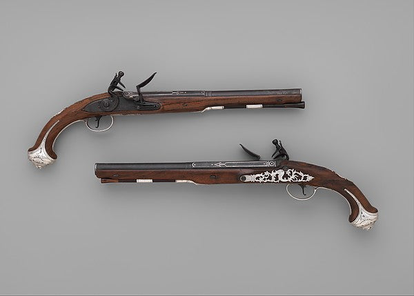 Pair of Flintlock Pistols c1775,16X12"(A3) Poster – Period Prints