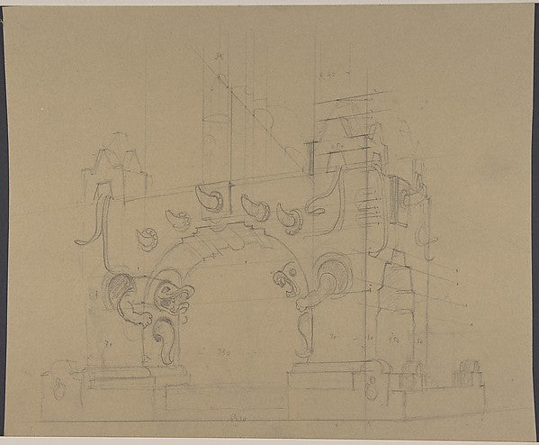 Project for Mesoamerican Style Arch with Grotesques and Horns.,16x12 ...