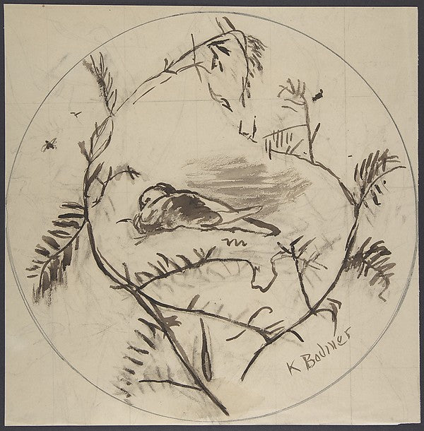 Design for a Plate Decorated with a Bird and Plant Motifs 1825,16x12 ...