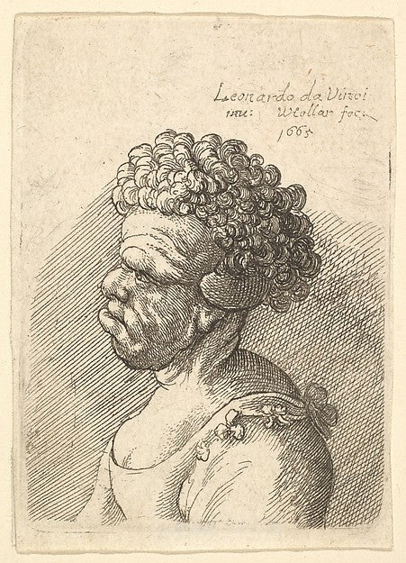 Bust of a deformed woman with curly hair in profile to the lef, Poster ...
