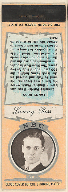 :Lanny Ross from NBC Radio Stars Match Cover design series i-16x12"(A3 ...
