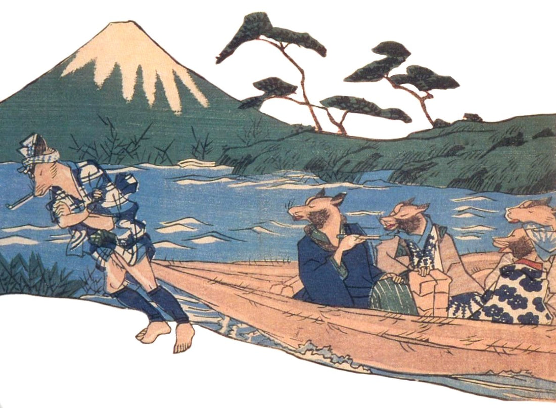 Kuniyoshi tanuki boat, historic, vintage ukiyo-e Japan artwork, A3 (16 ...