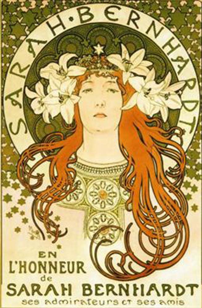 Sarah Bernhardt Mucha vintage artwork by Alphonse Mucha, A3 (16x12") R ...