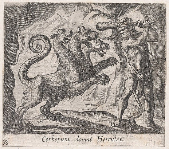 Antonio Tempesta:Plate 68: Hercules and Cerberus from Ovid'-16x12"(A3 ...