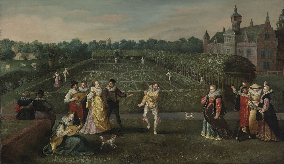 Courtiers Strolling In a Garden, vintage artwork by Hieronymus Francke ...