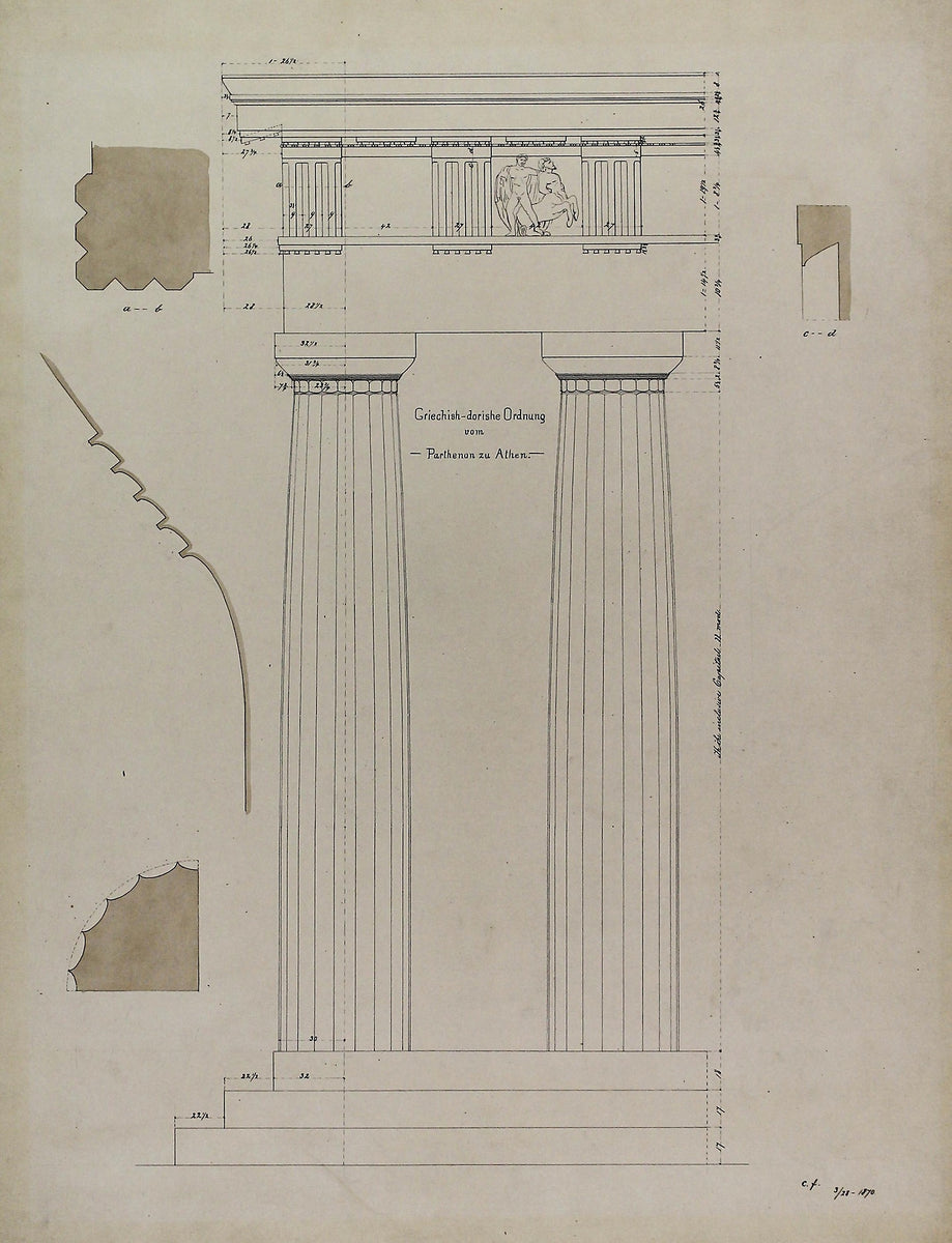 Orders of Architecture, Greek Doric Order from the Parthenon, Elevatio ...