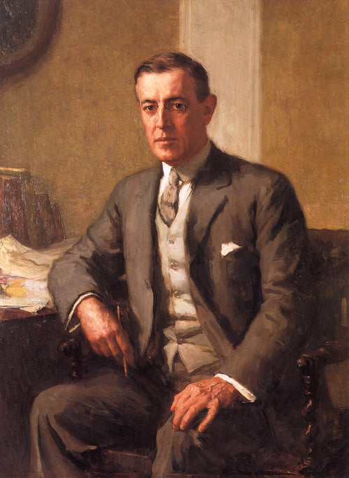 Portrait of President Woodrow Wilson, vintage artwork by Charles H. Wo