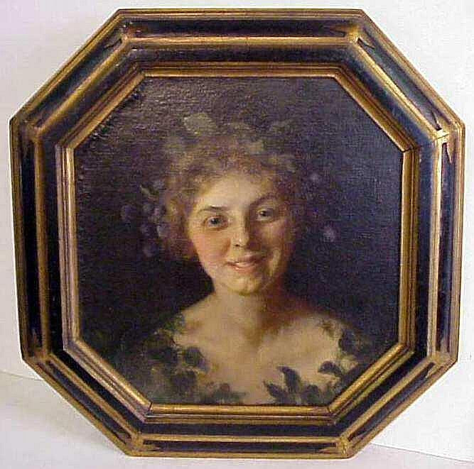 Portrait of a Woman with a Wreath, vintage artwork by Margaret Foster ...