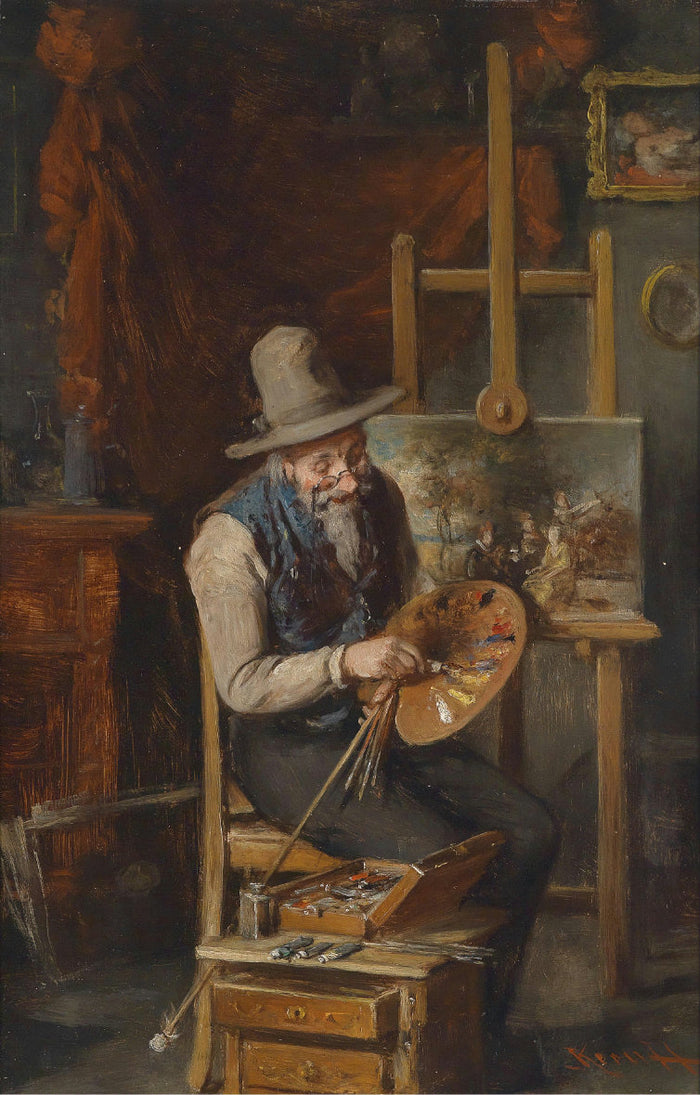 The Artist and the Easel, vintage artwork by Hermann Kern, A3 (16x12 ...