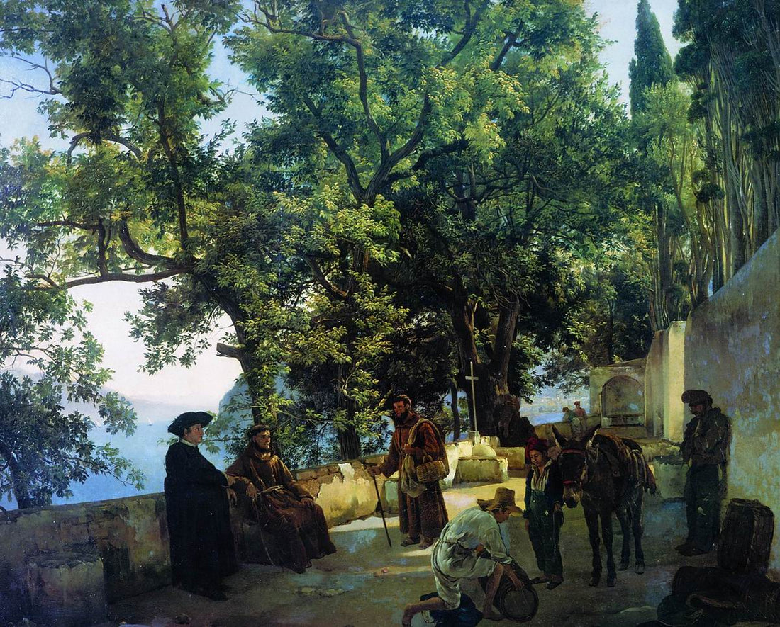 Terrace on the Seashore near Sorrento, vintage artwork by Silvester Sh ...