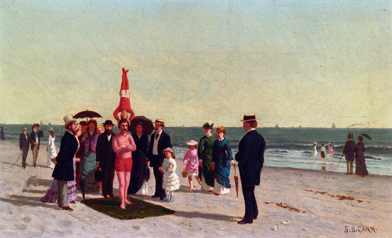 Beach Scene with Acrobats, vintage artwork by Samuel S. Carr, A3 (16x1 ...
