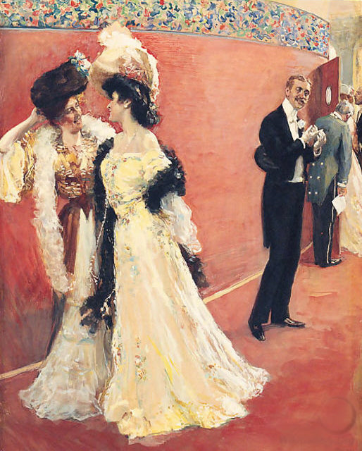 Before the performance, vintage artwork by Oscar Bluhm, A3 (16x12") Re ...