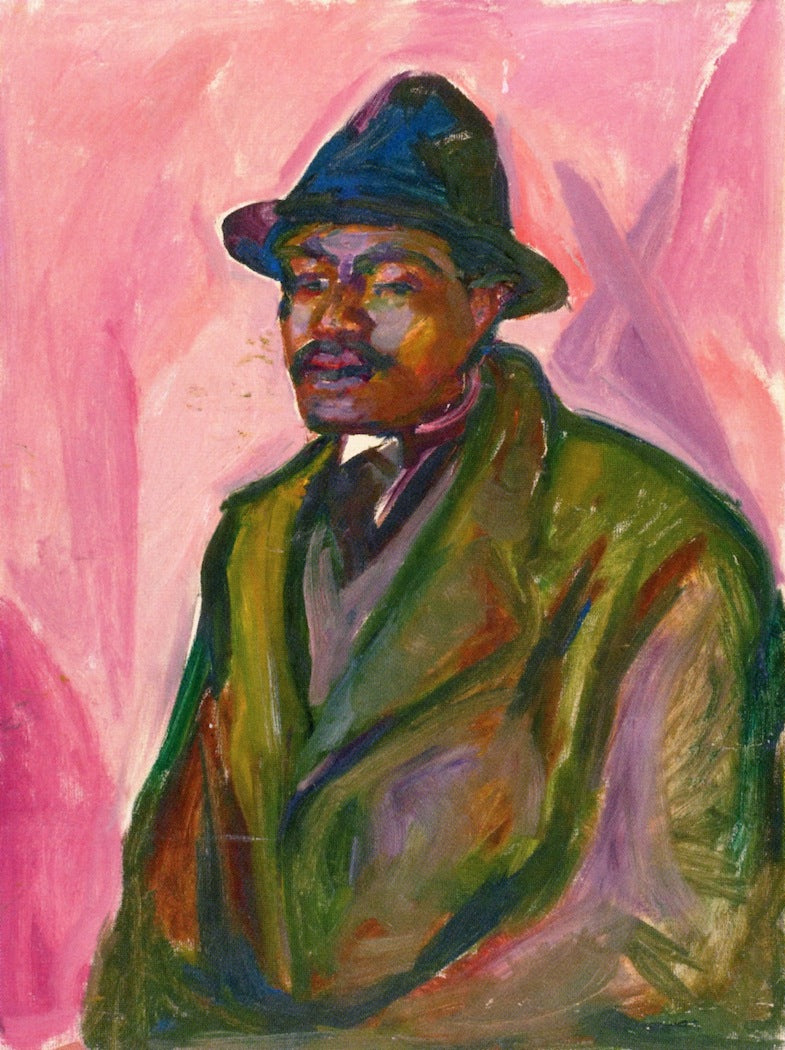 African in Green Coat, vintage artwork by Edvard Munch, A3 (16x12") Re ...