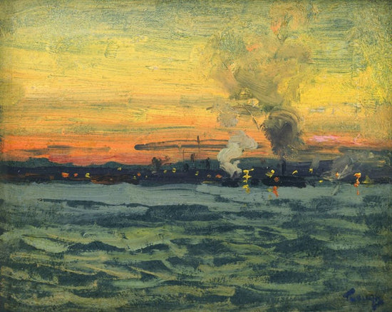 Looking toward Jersey City by Frederick Judd Waugh, vintage historic a ...