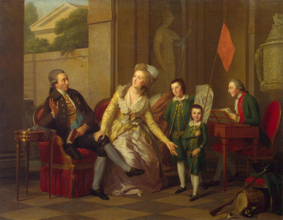 Portrait of the Saltykov Family, vintage artwork by Johann Friedrich A ...