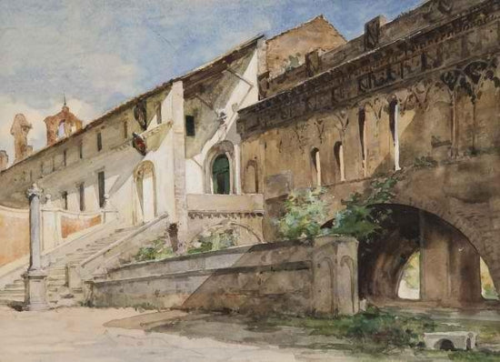 Provincial Town and Church by Louis-Emile Adan – Period Prints