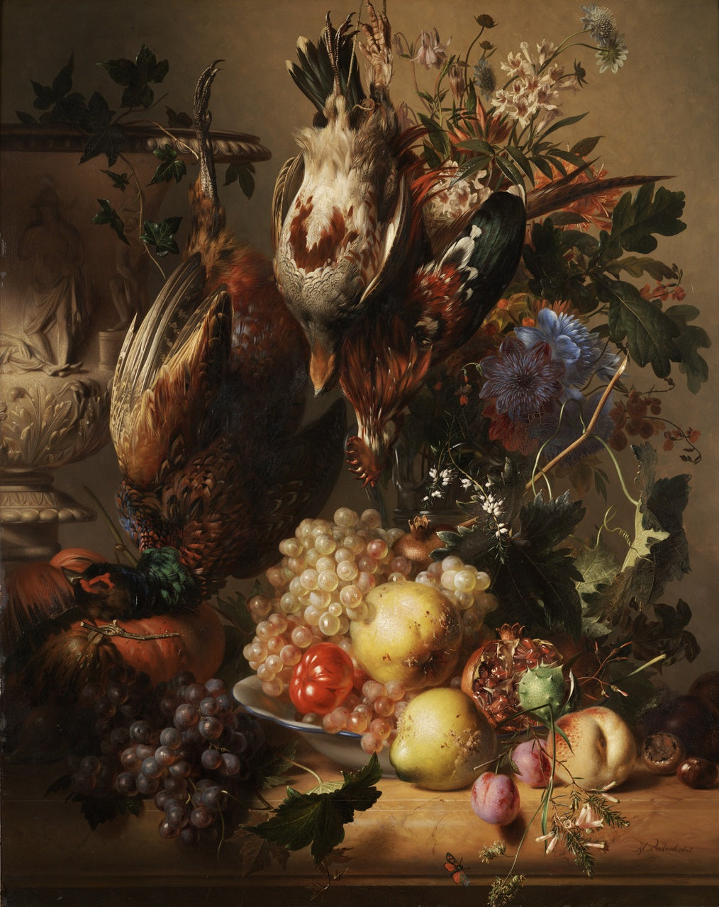 Still-life with Fruit, Flowers and Dead Game, vintage artwork by Hendr ...