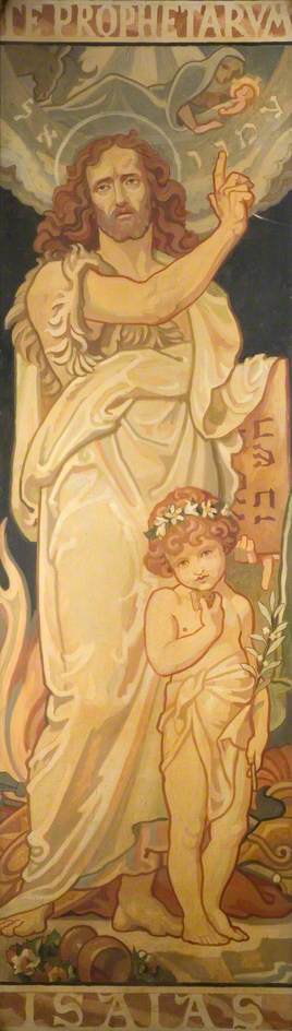 Stained Glass Design, Isaiah, vintage artwork by Frederick James Shiel ...