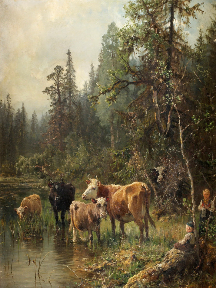 Morning at the Edge of a Forest Lake, vintage artwork by Anders Monsen ...