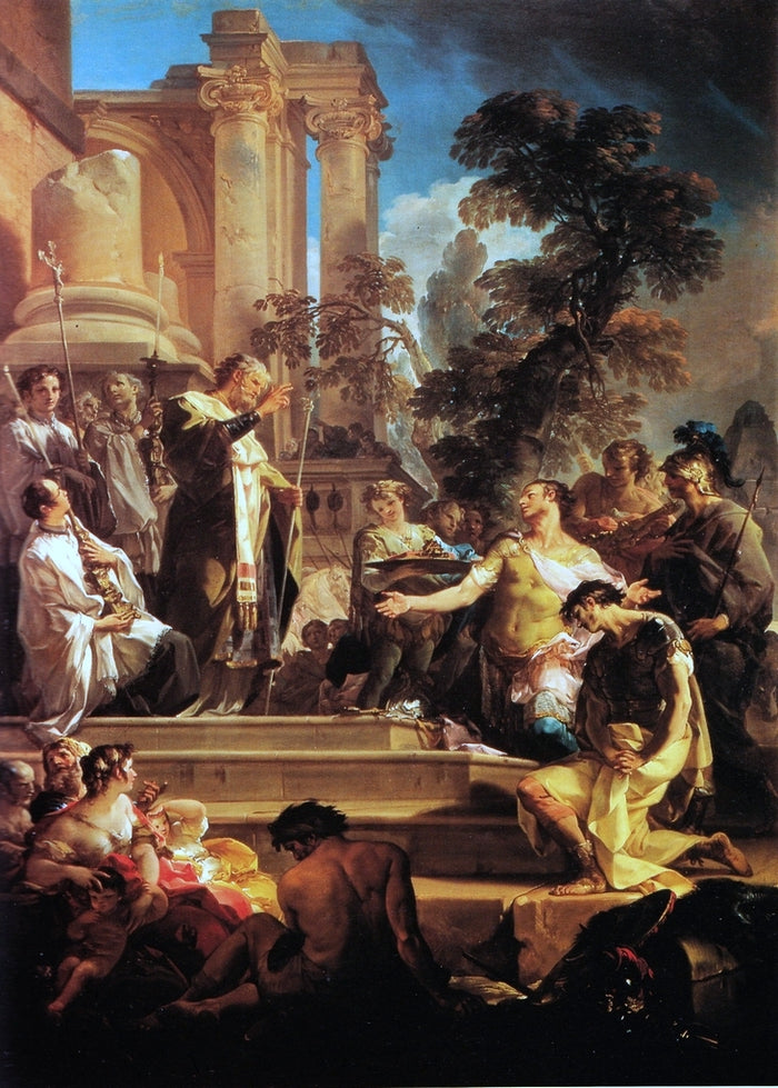 St. Nicholas Blessing the Warriors, vintage artwork by Corrado Giaquin ...