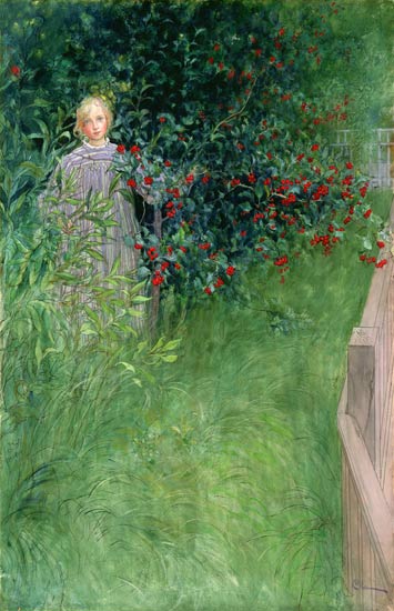 In the Rose Hip Hedge by Carl Larsson,A3(16x12")Poster – Period Prints