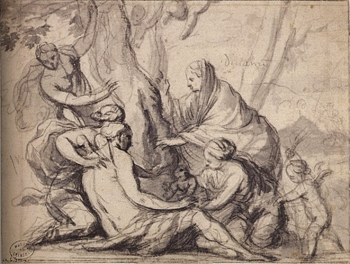 The Birth of Adonis, vintage artwork by Louis Boullogne the Elder, vin ...