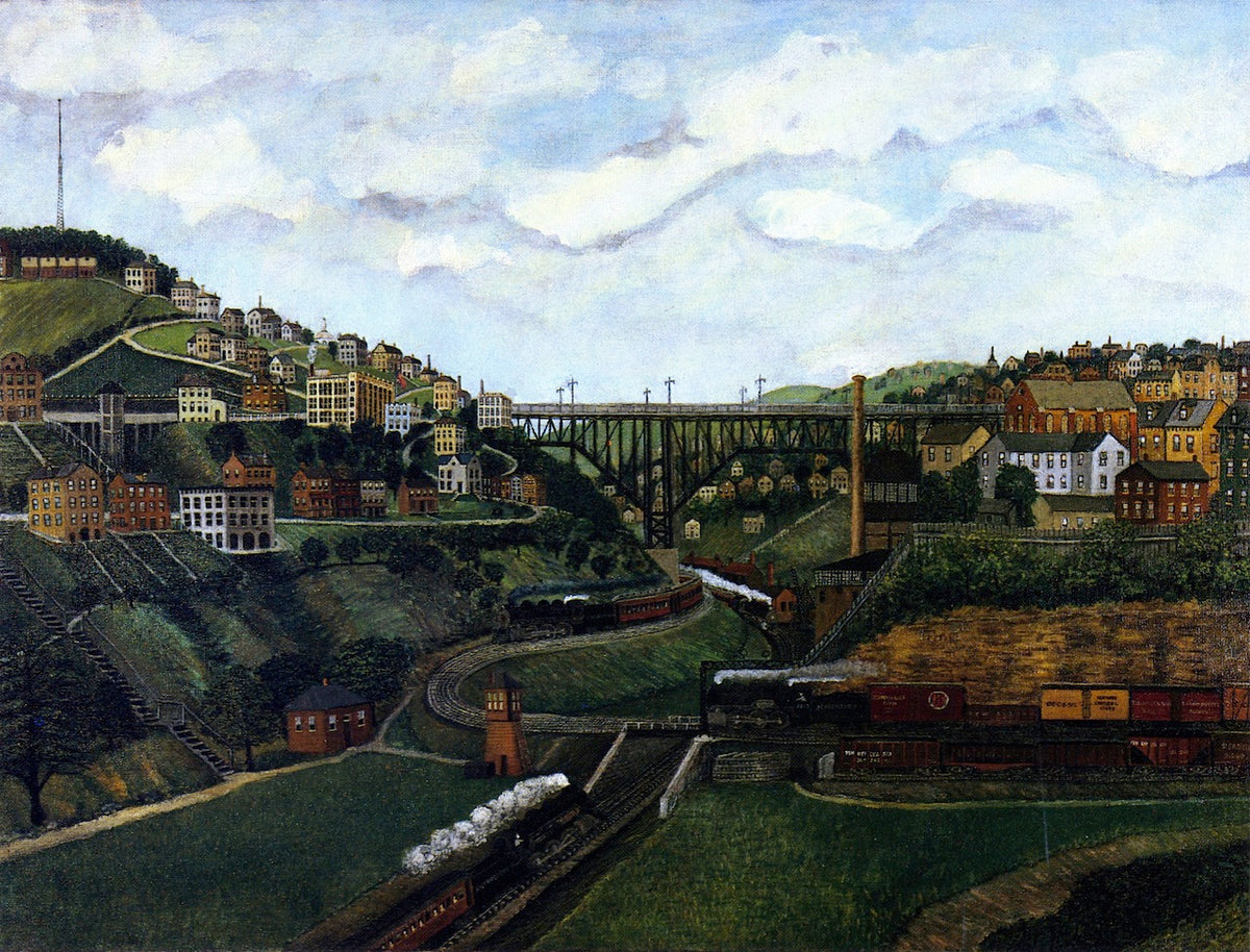 Crossing the Junction by John Kane, vintage historic artwork, ,A3 (16x