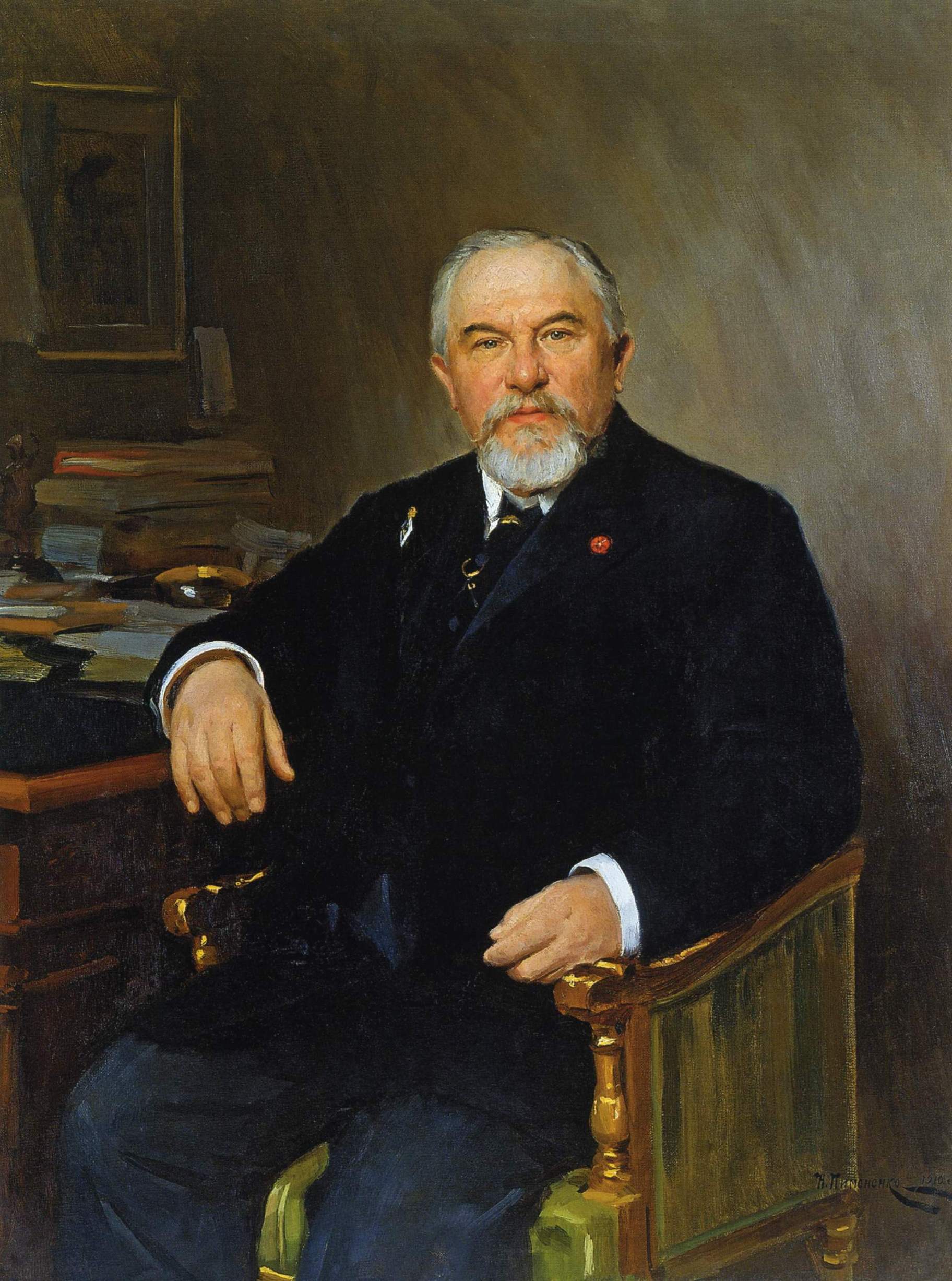 Portrait of A.N. Tereshchenko by Nikolai Pimonenko, vintage historic a ...