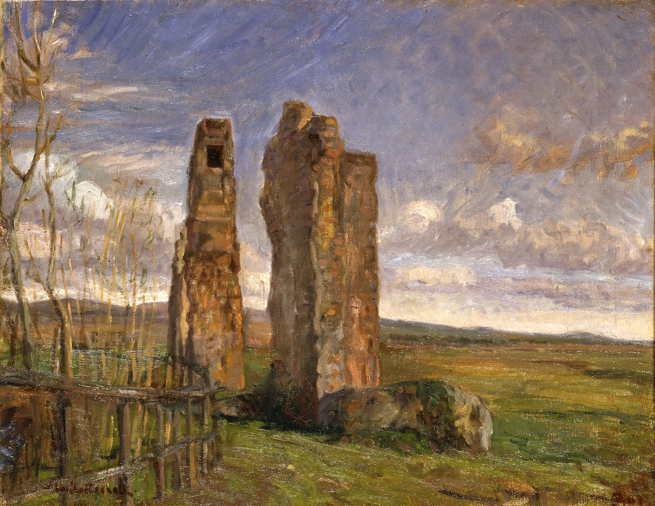 Ruins in Campagna, vintage artwork by Albert Gottschalk, A3 (16x12") R ...