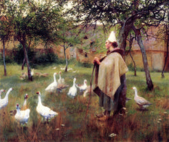 Goose Girl, vintage artwork by Charles James Theriat, Poster Print ...