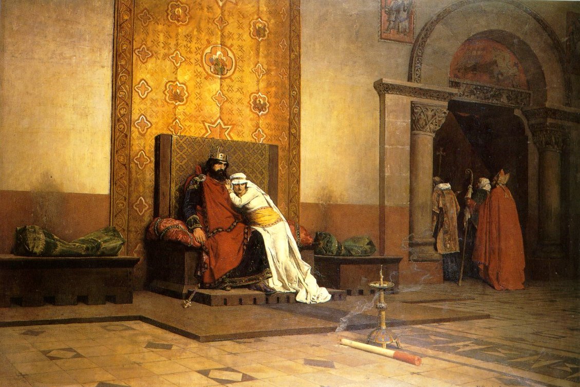 Excommunication of Robert the Pious in 998, vintage artwork by Jean-Pa ...