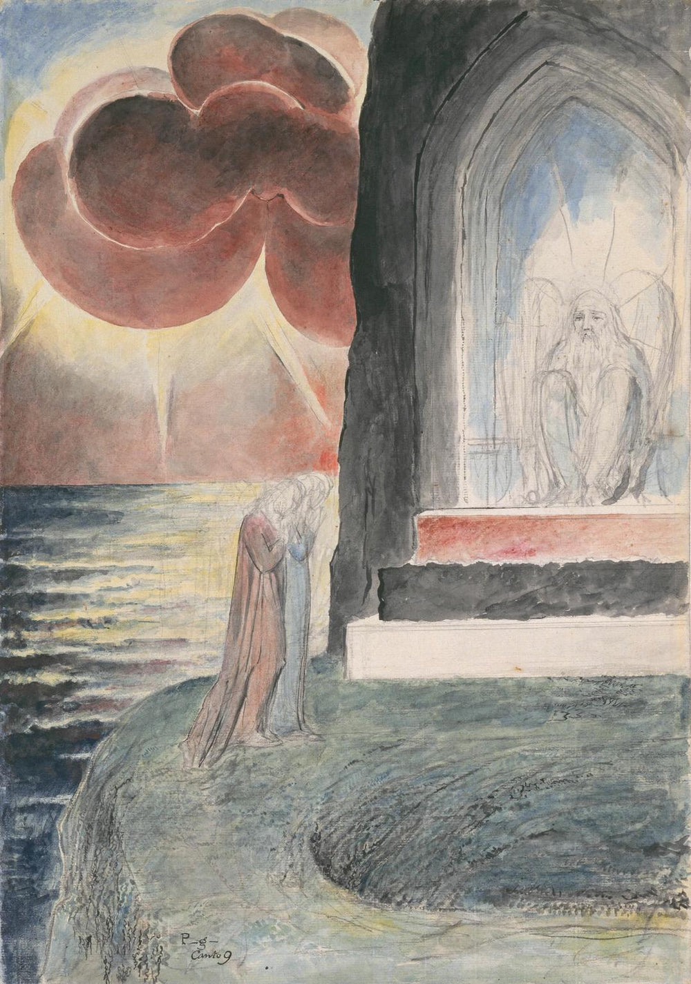 Dante and Virgil Approaching the Angel Who Guards the Entrance of Purg