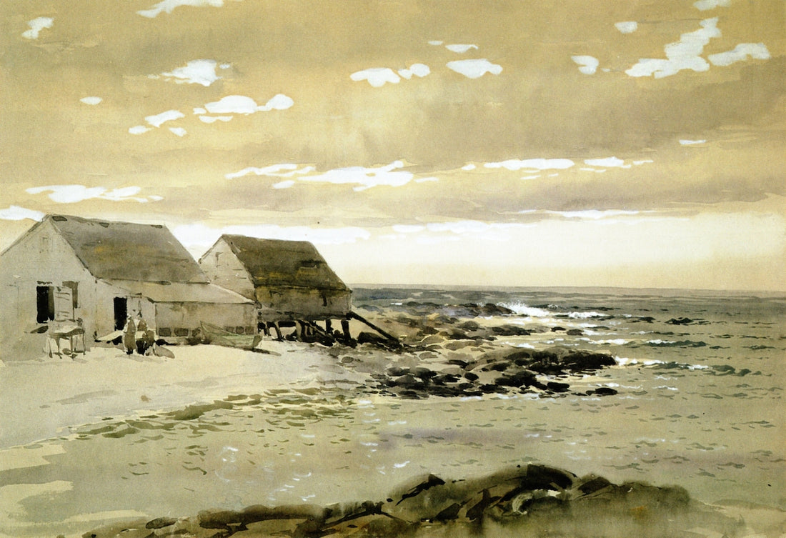 Fish Houses, Fish Beach, Monhegan Island, vintage artwork by Samuel P ...