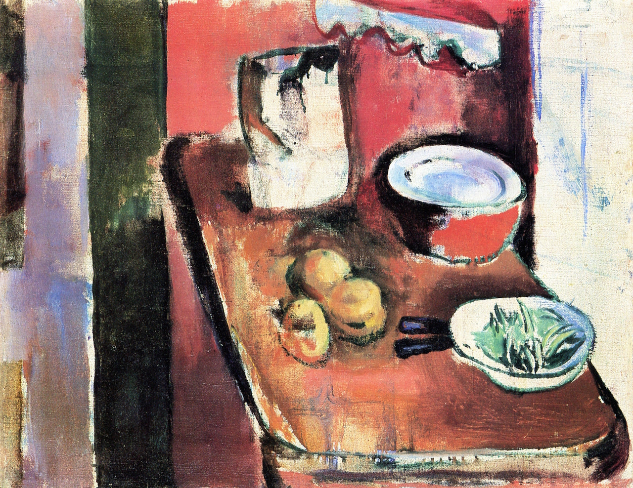The Red Kitchen, vintage artwork by Ludwig Karsten, A3 (16x12") Reprod ...