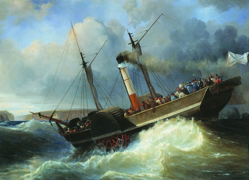 The Emperor Nicholas Passenger Ship in the Black Sea, vintage artwork ...