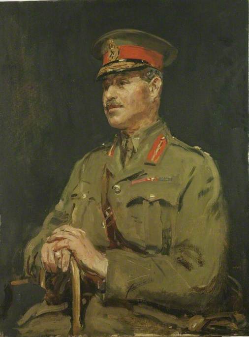 Major General Sir David Mercer, vintage artwork by Ambrose McEvoy, A3