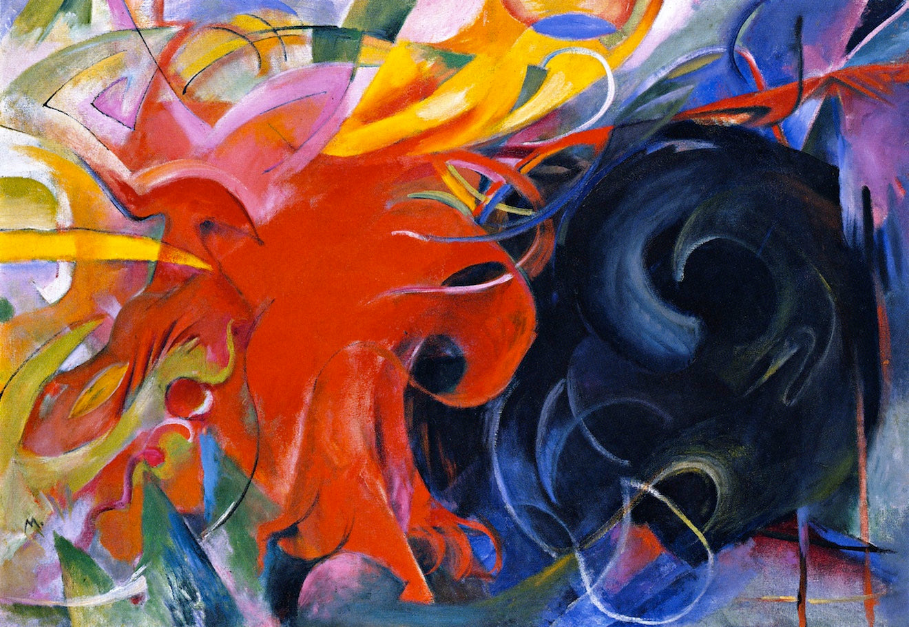 Fighting Forms, vintage artwork by Franz Marc, A3 (16x12") Poster Prin ...
