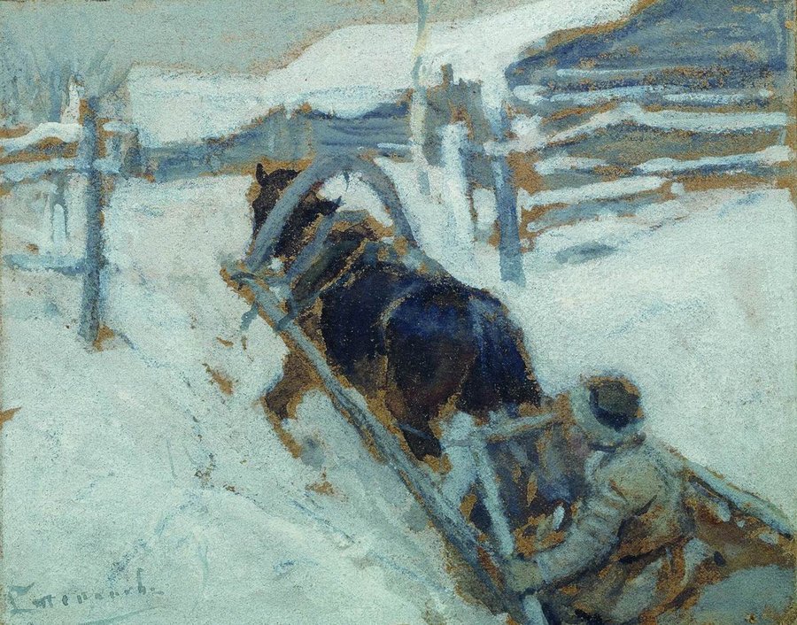 The Horse Sleigh by Alexei Stepanov, vintage historic artwork, Poster ...