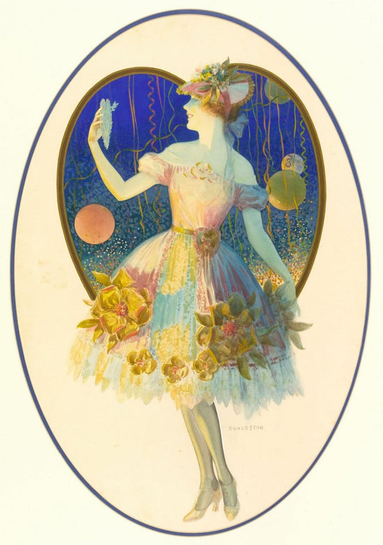 Heart Girl with Flowered Dress, vintage artwork by Edward Mason Eggles ...