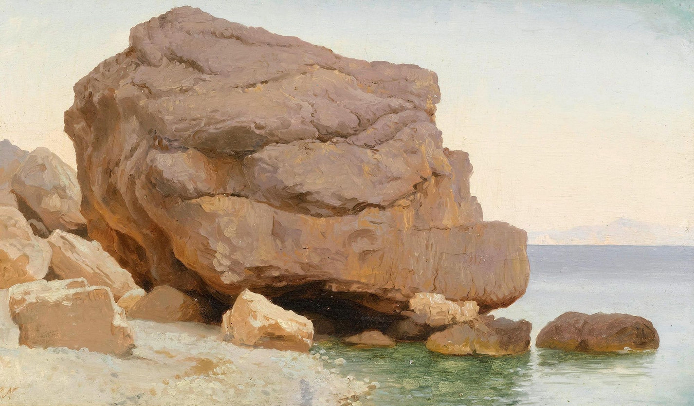 Rocks on the Shore, vintage artwork by Carl Neuman, A3 (16x12") Poster ...