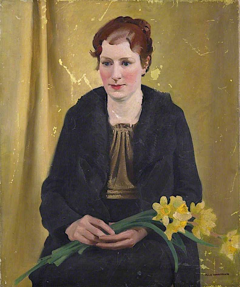Girl with Daffodils, vintage artwork by Percy Shakespeare, A3 (16x12 ...