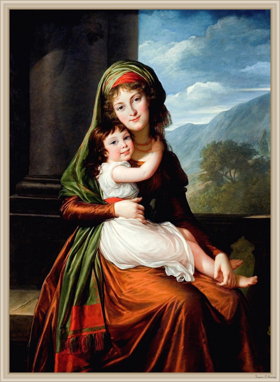 Countess von Schoenfeld with her daughter, vintage artwork by Élisabet ...
