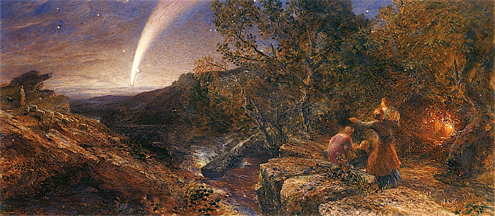 The Comet of 1858, as Seen from the Heights of Dartmoor, vintage artwo ...
