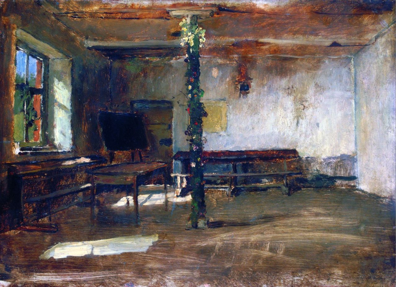 Classroom, vintage artwork by Mihály Munkácsy, A3 (16x12") Poster Prin ...