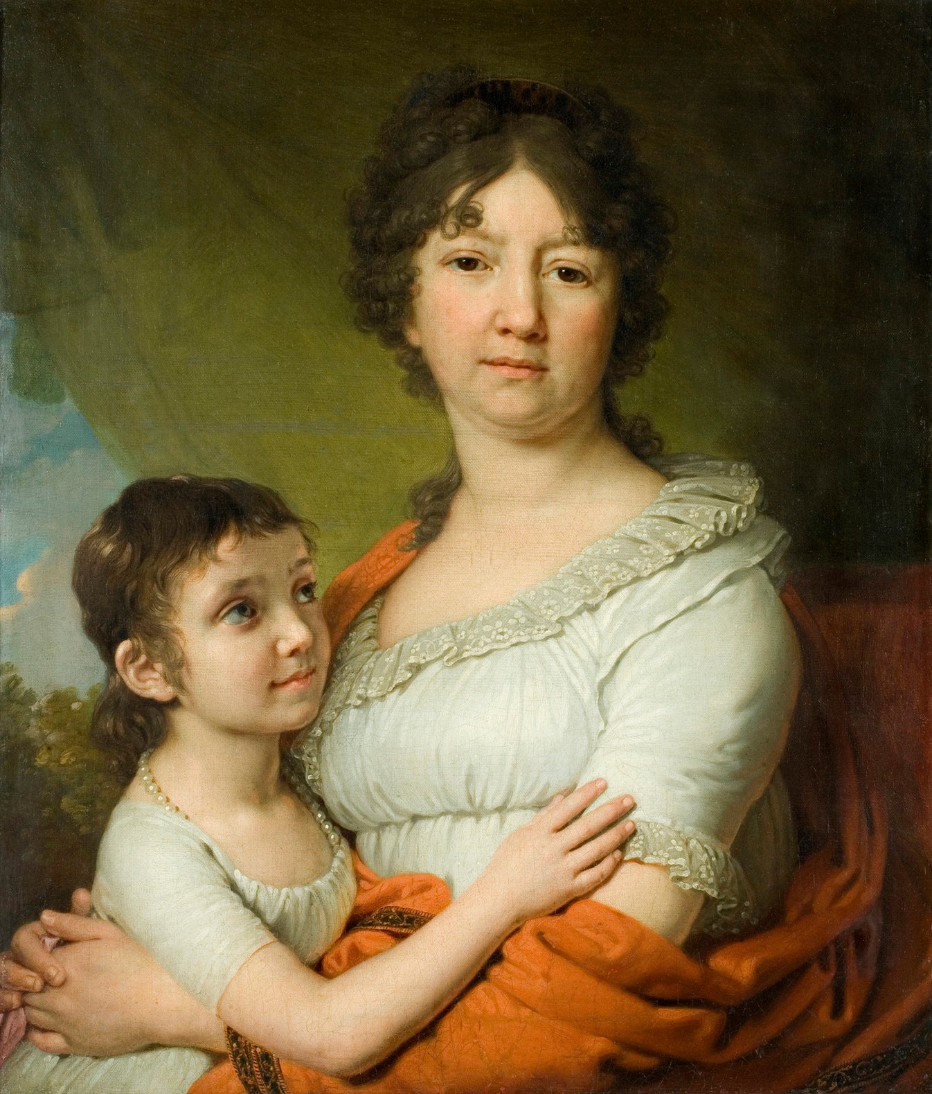 Portrait of A.E. Labzina with Her Daughter, vintage artwork by Vladimi ...