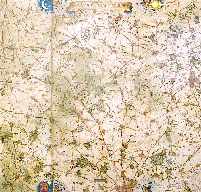 Map of the Pytchley Hunt, vintage artwork by Colin Unwin Gill, A3 (16x ...