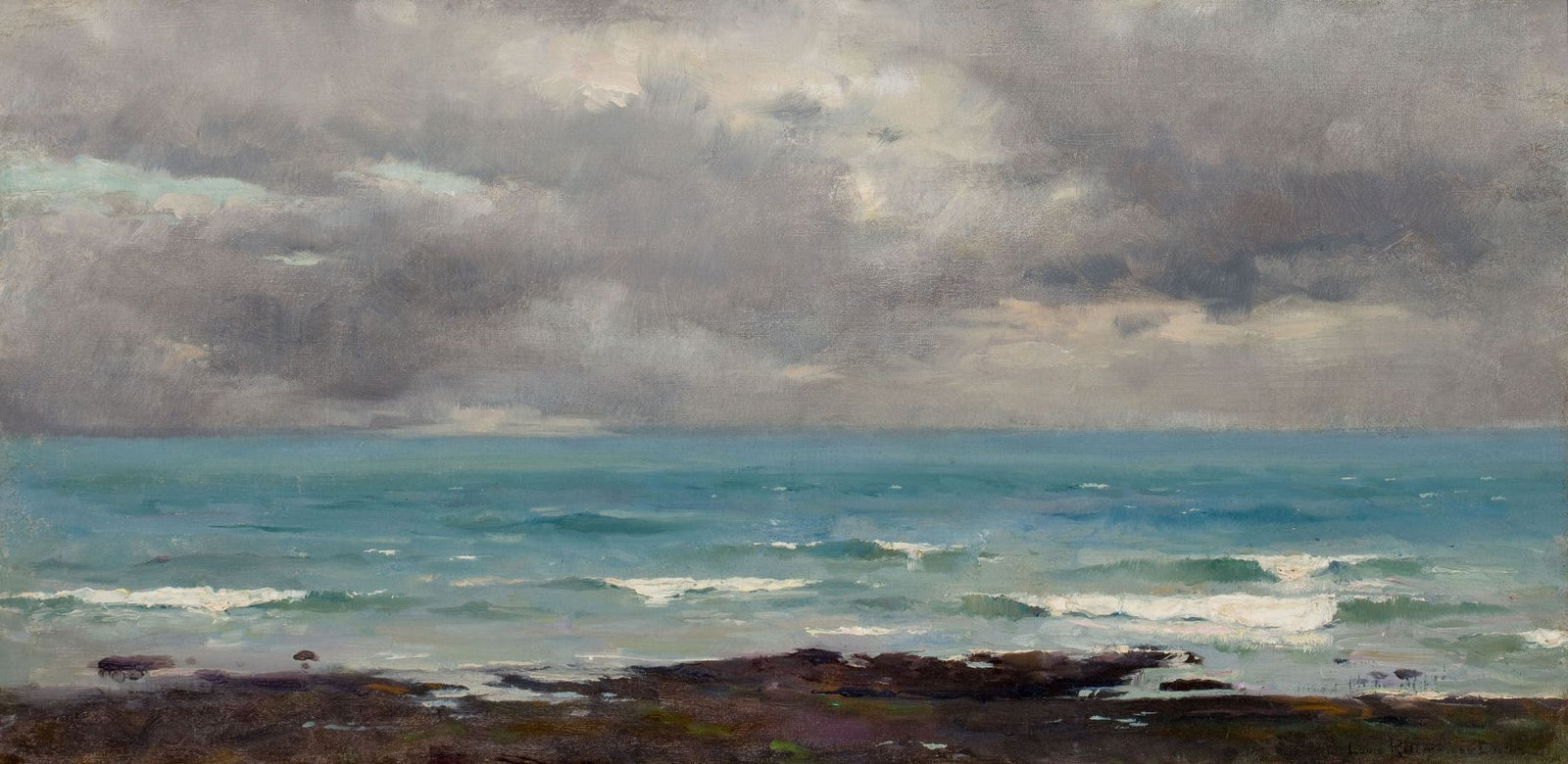 Beach at Etretat, vintage artwork by Louis Ritter, A3 (16x12") Poster