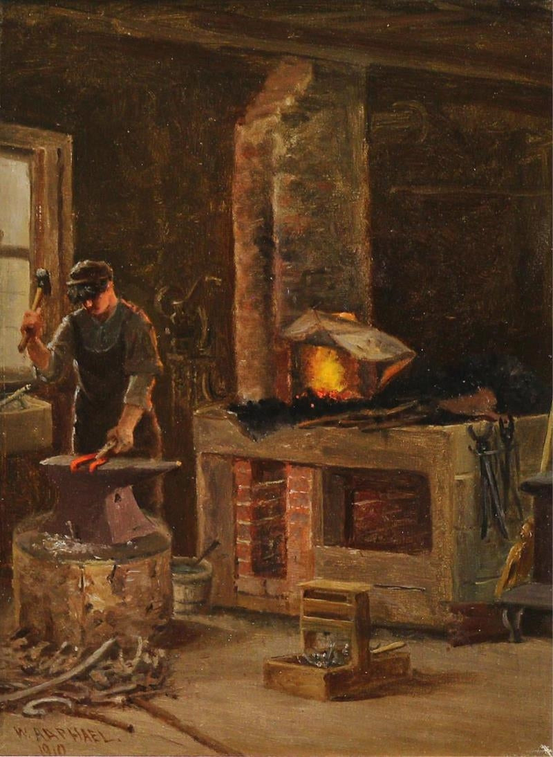 The Blacksmith, vintage artwork by William Raphael, A3 (16x12") Poster ...