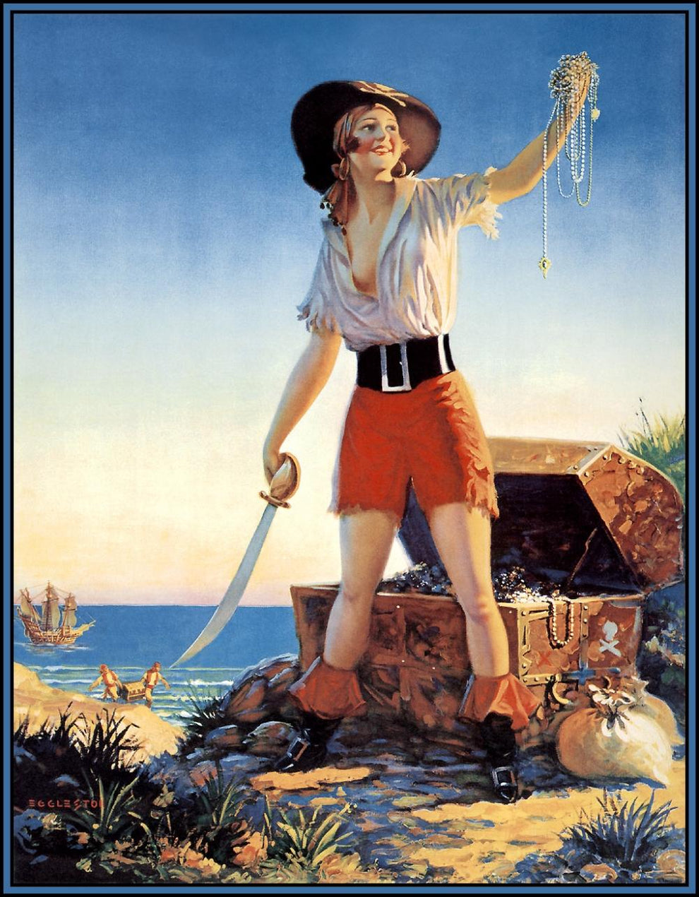 The Treasure Princess, vintage artwork by Edward Mason Eggleston, A3 ...